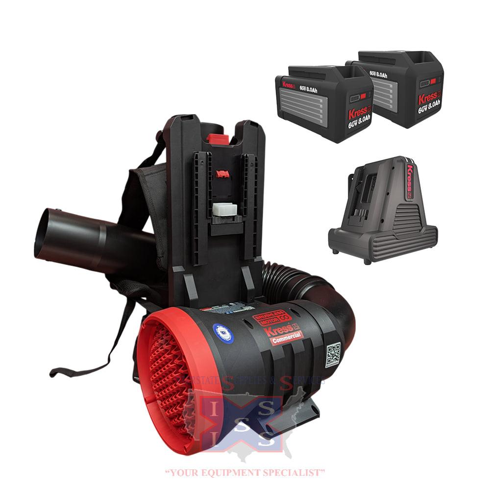 Kress Commercial 60V Backpack Blower Bundle 1 (x2 8Ah Batteries & x1 D ...